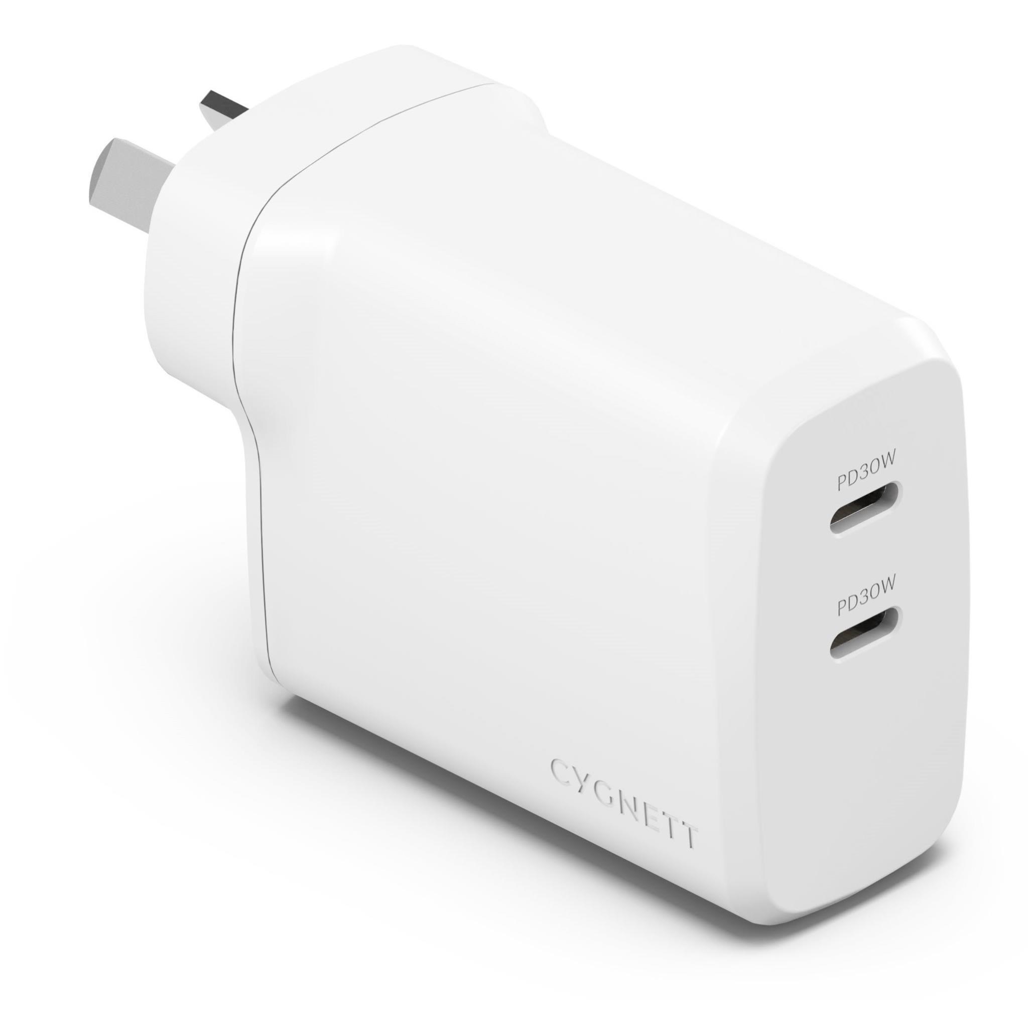 Wired Phone Chargers - CYGNETT - 60W DUAL PORT WALL CHARGER WHT - JB ...